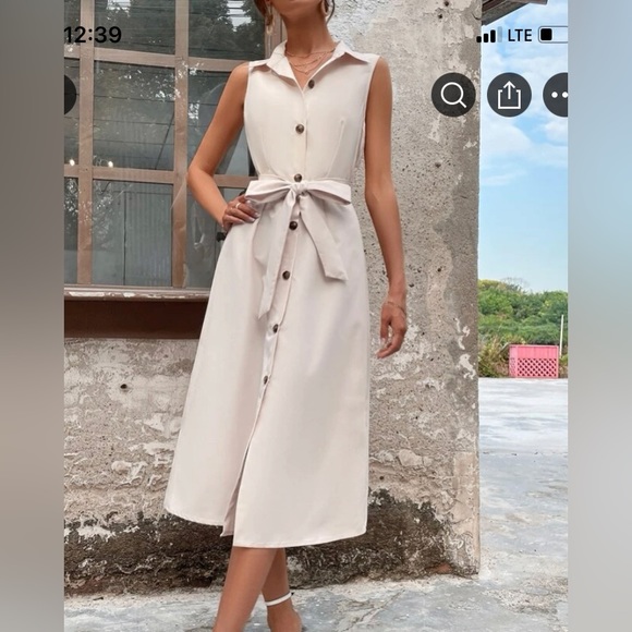 SHEIN | Dresses | Shein Cream Single Breasted Shirt Dress | Poshmark